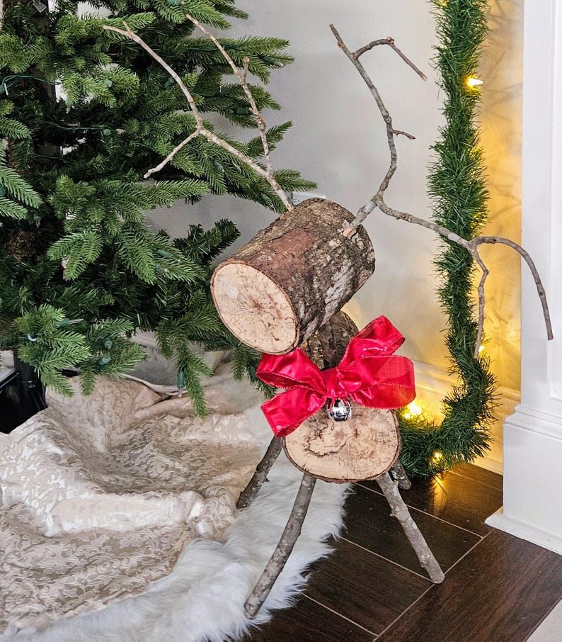 Rustic Log Reindeer - Large Size - Etsy