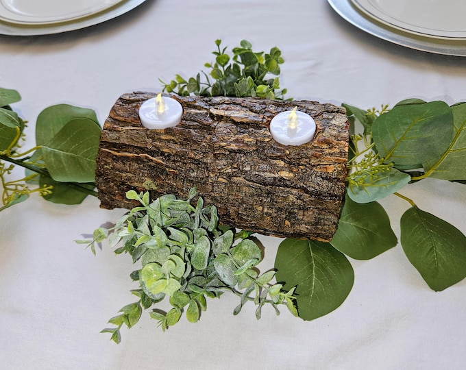 Wood Log Candle Riser Centerpiece - Etsy
