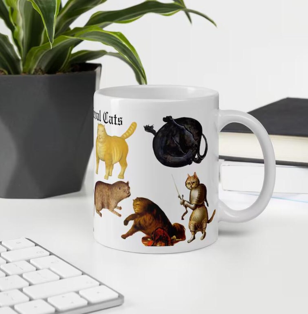 Weird Medieval Cats Mug, Funny Ugly Cats Coffee Cup, Cat Lover Gift ...