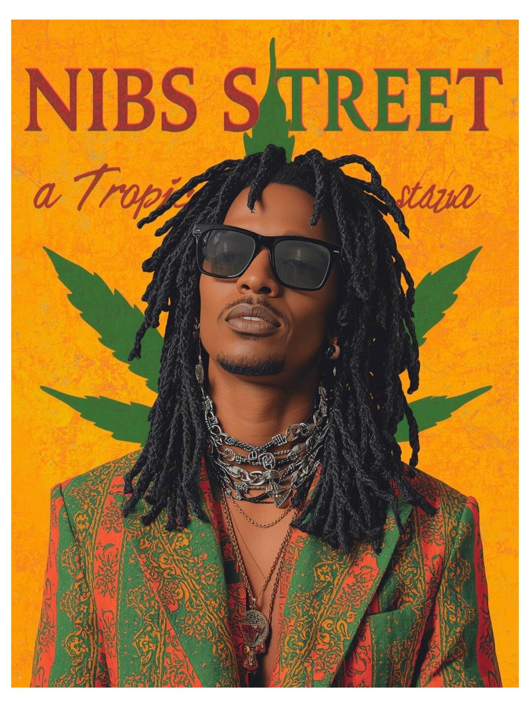 Nibs Street Wall Art Print – Tropical Reggae Portrait, Afrocentric ...