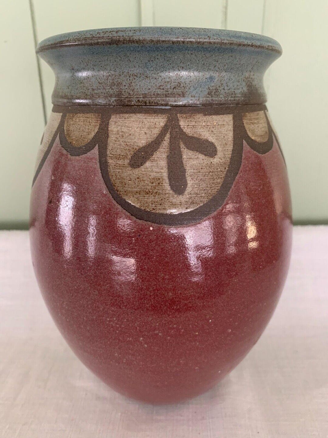 Danny, Psalm 23 Studio Pottery Signed Vase Plum Colored Hand Made 8 1/4 ...