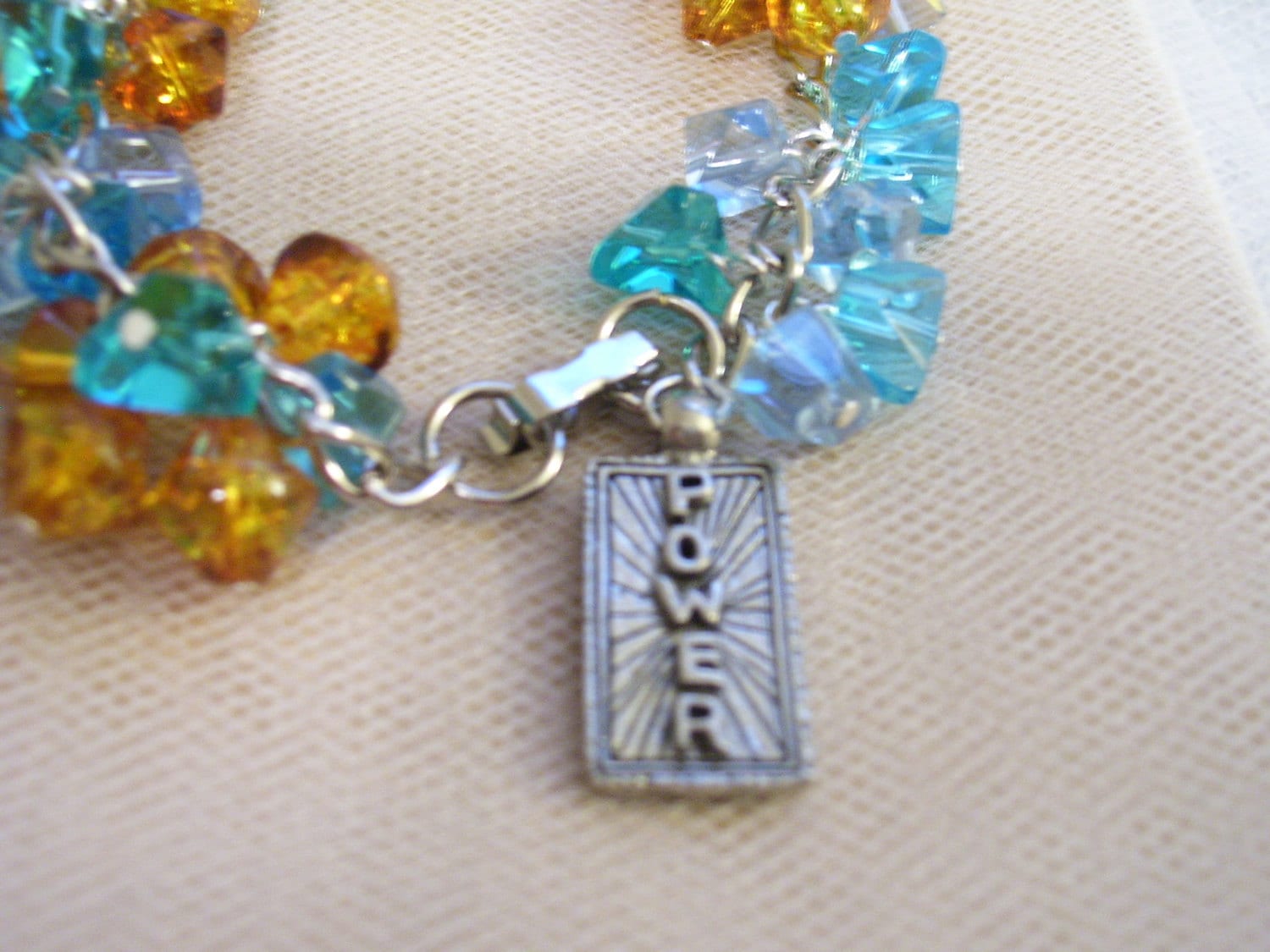 Orange and Blue Clustered Power Silver Chain Bracelet - Etsy