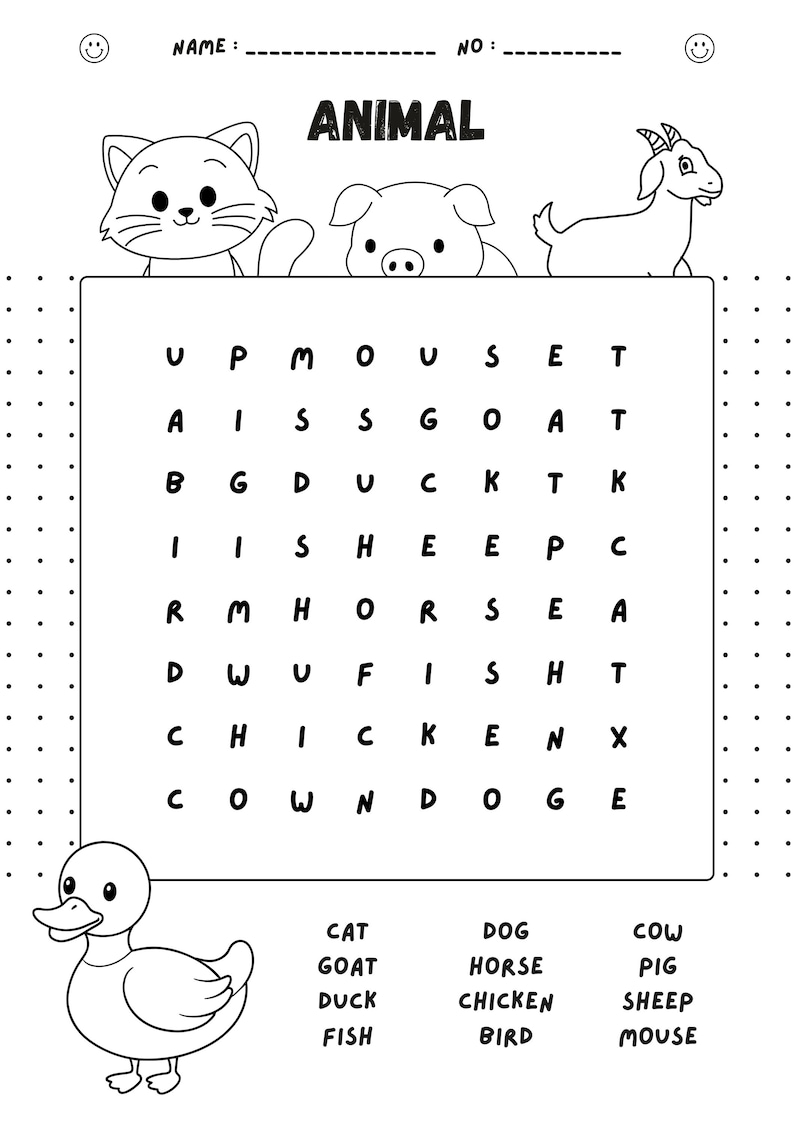 Coloring and Word Search Puzzle - Etsy