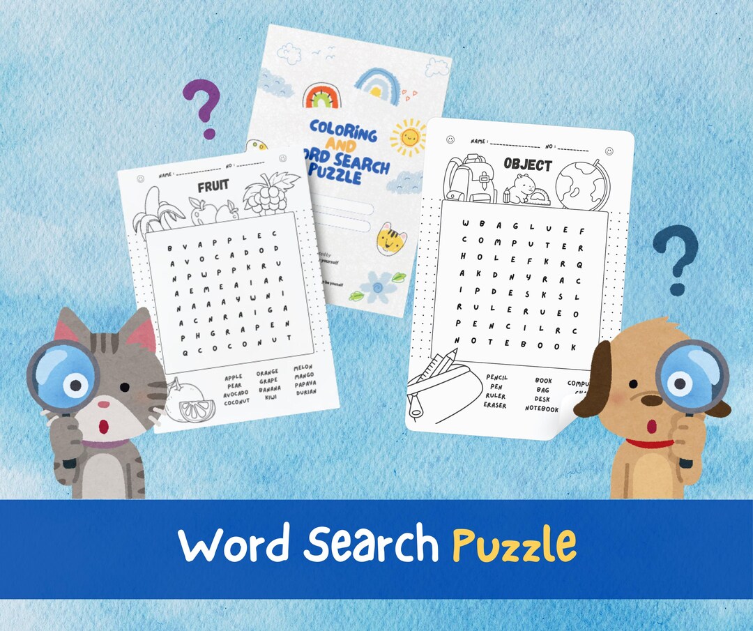 Coloring and Word Search Puzzle - Etsy