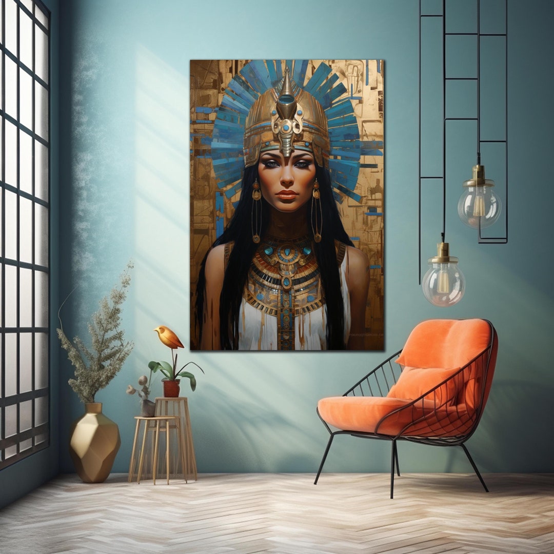 Cleopatra Glass Wall Art, Egyptian Queen Tempered Glass, Egyptian Gods ...