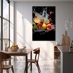 Fruits Splash Wall Art, Fresh Fruits Tempered Glass Art,splashing Fruit ...