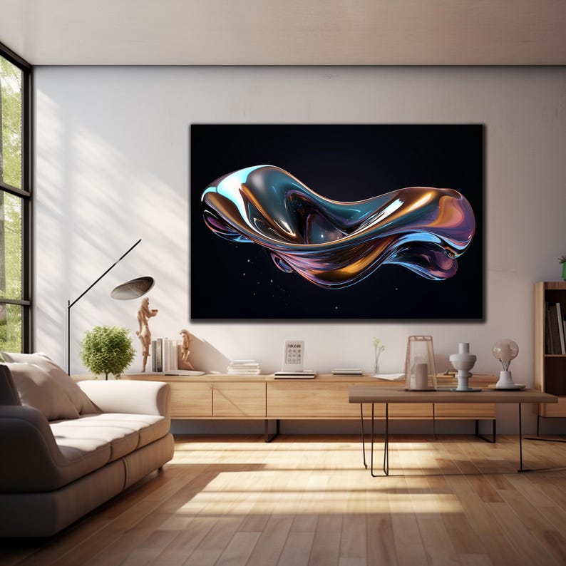 Metallic Abstract Tempered Glass Wall Art,abstract Wall Decor,modern ...