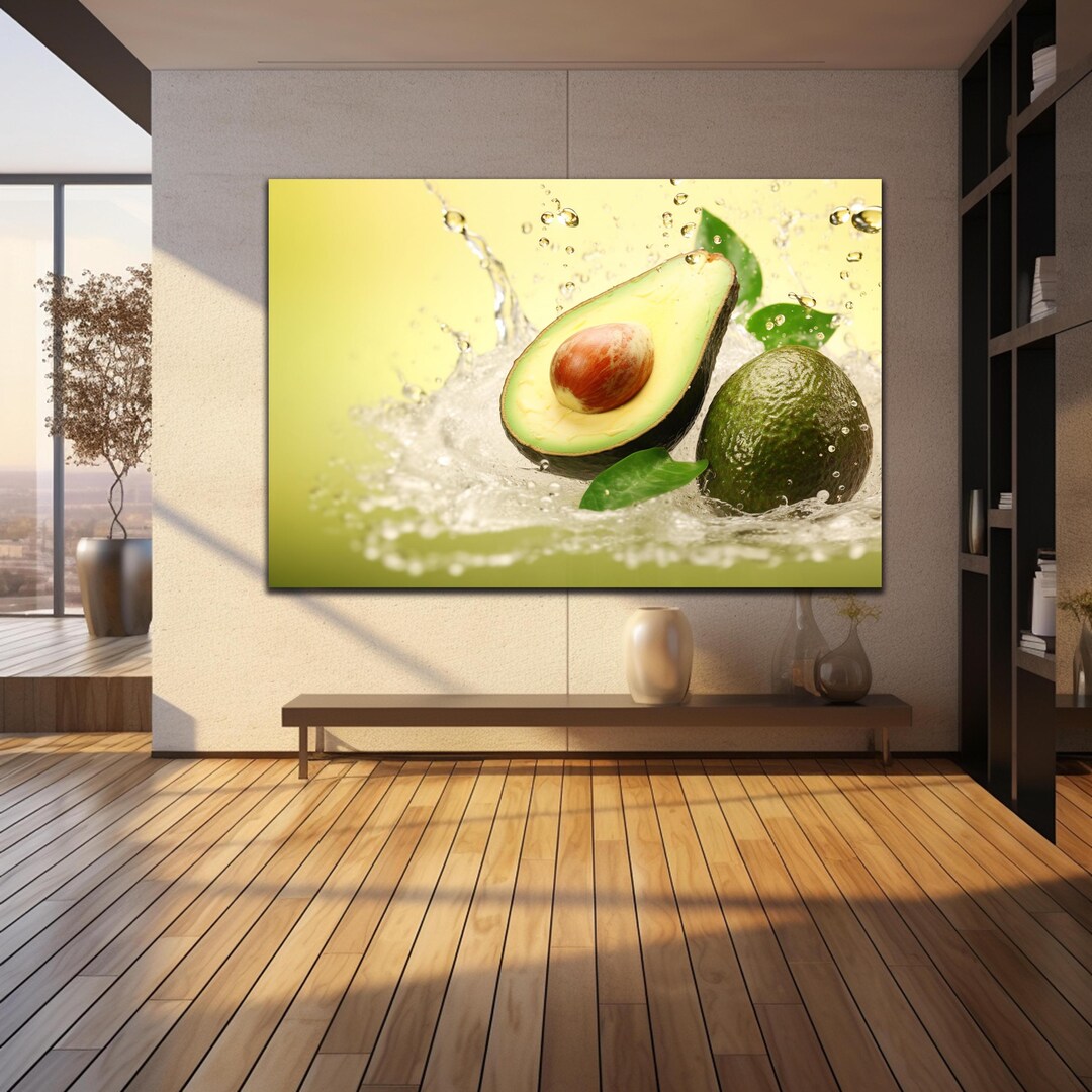 Avocado Wall Art,avocado Glass Wall Art, Kitchen Glass Wall Decor,fruit ...