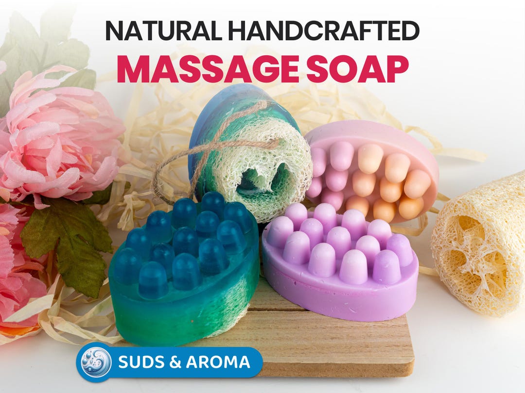 Massage Artisan Natural Soap. Exfoliation Effect With Organic Loofah ...