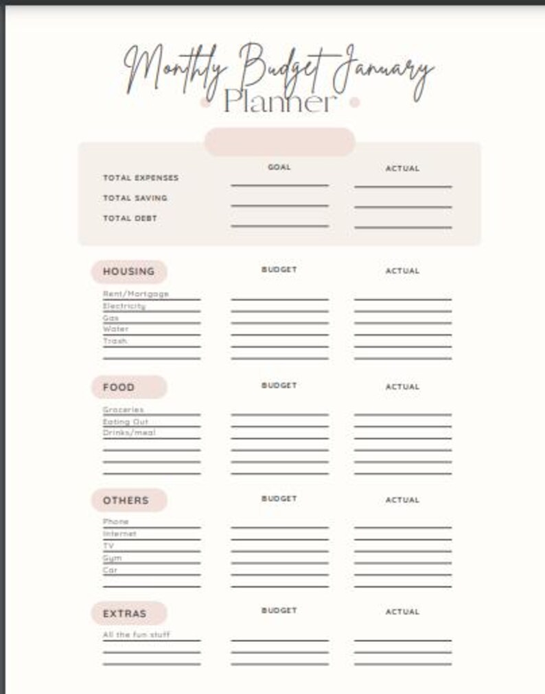 Monthly Budget Planner - Etsy