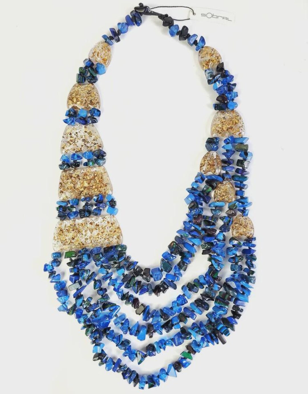 Sobral Fragments Kyara Royal Blue Bead Huge Runway Artist Made Necklace ...