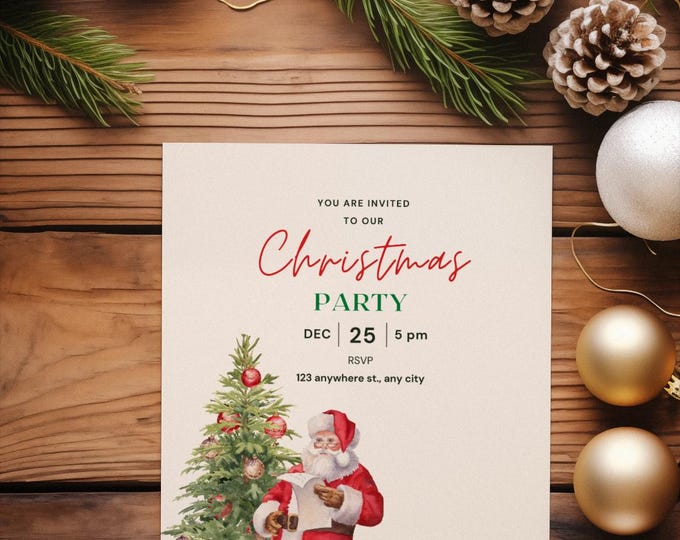 Customizable Christmas Party Invitation Template (digital Download) - Etsy