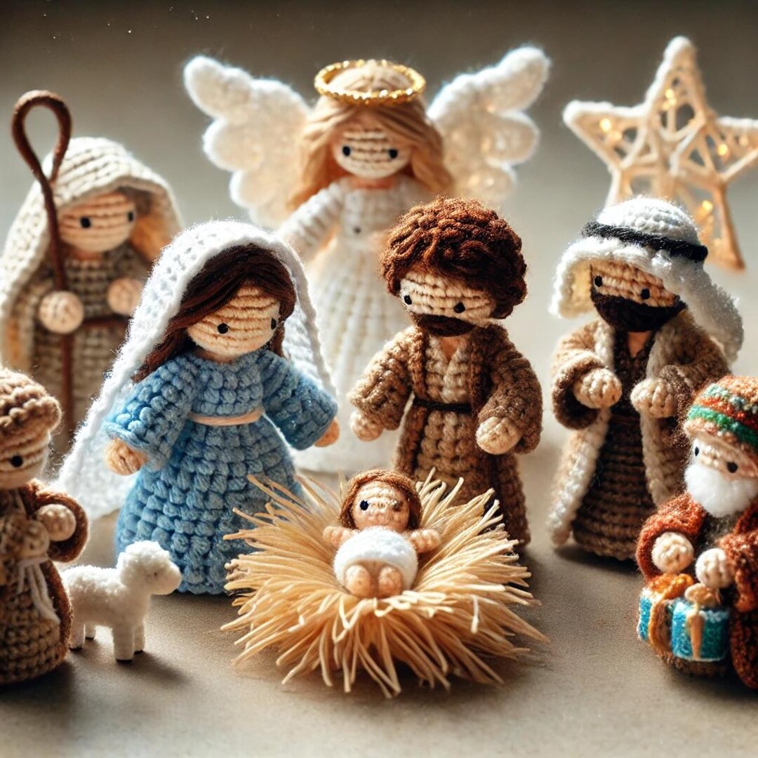 Cute Crochet Pattern Christian Nativity Handmade Set | Baby Jesus, Mary ...