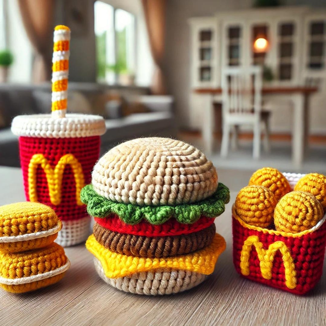Mcdonalds Inspired Miniature Set Crochet Pattern Fast Food Handmade ...
