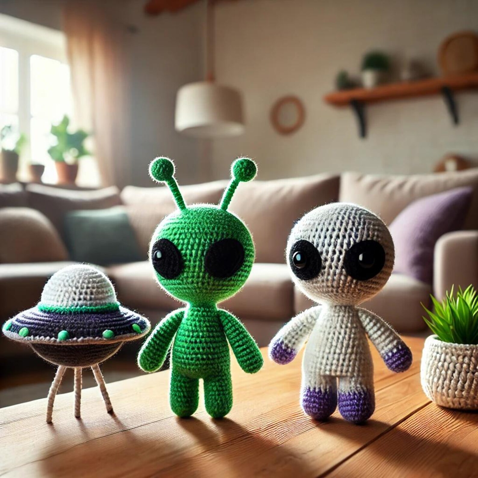 Crochet Mini Alien and UFO Saucer Set Pattern - Etsy