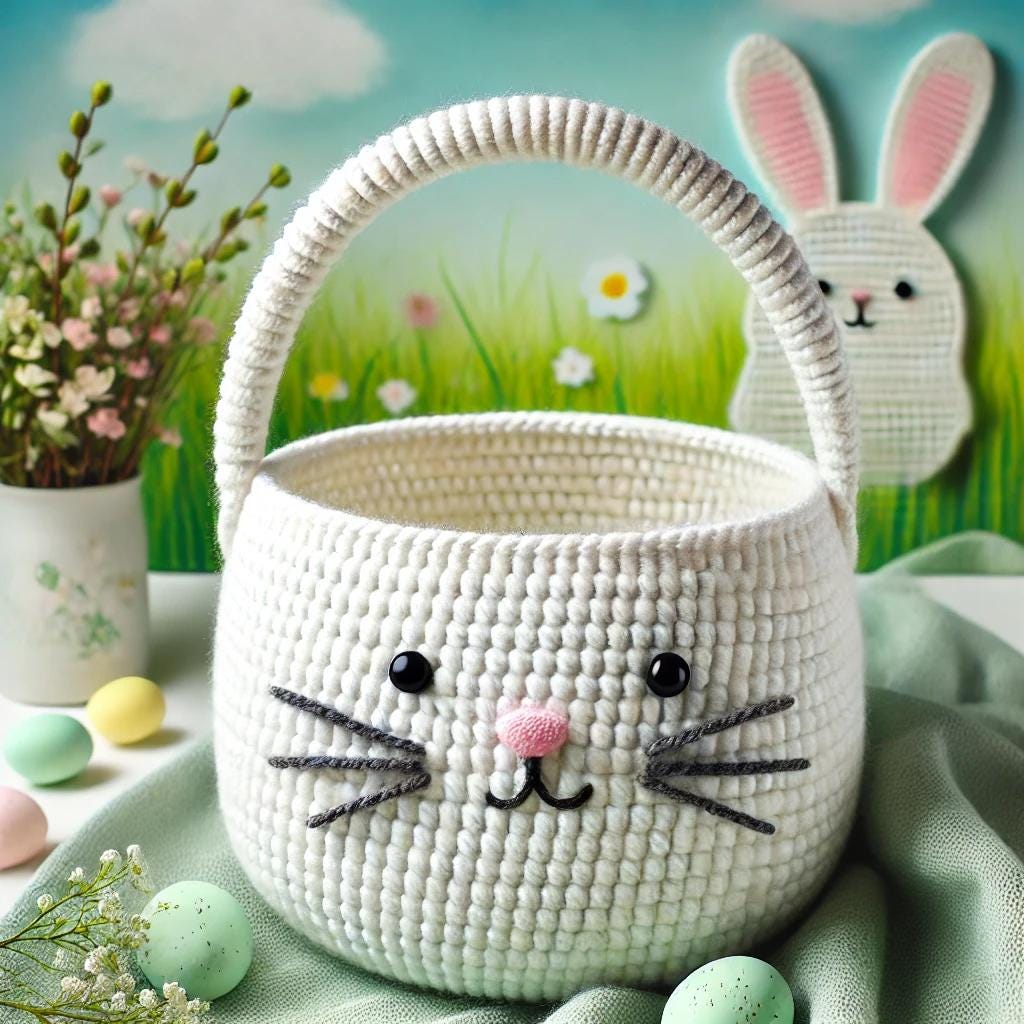Easter Bunny Rabbit Crochet Basket Pattern | White Easter Egg Basket - Etsy