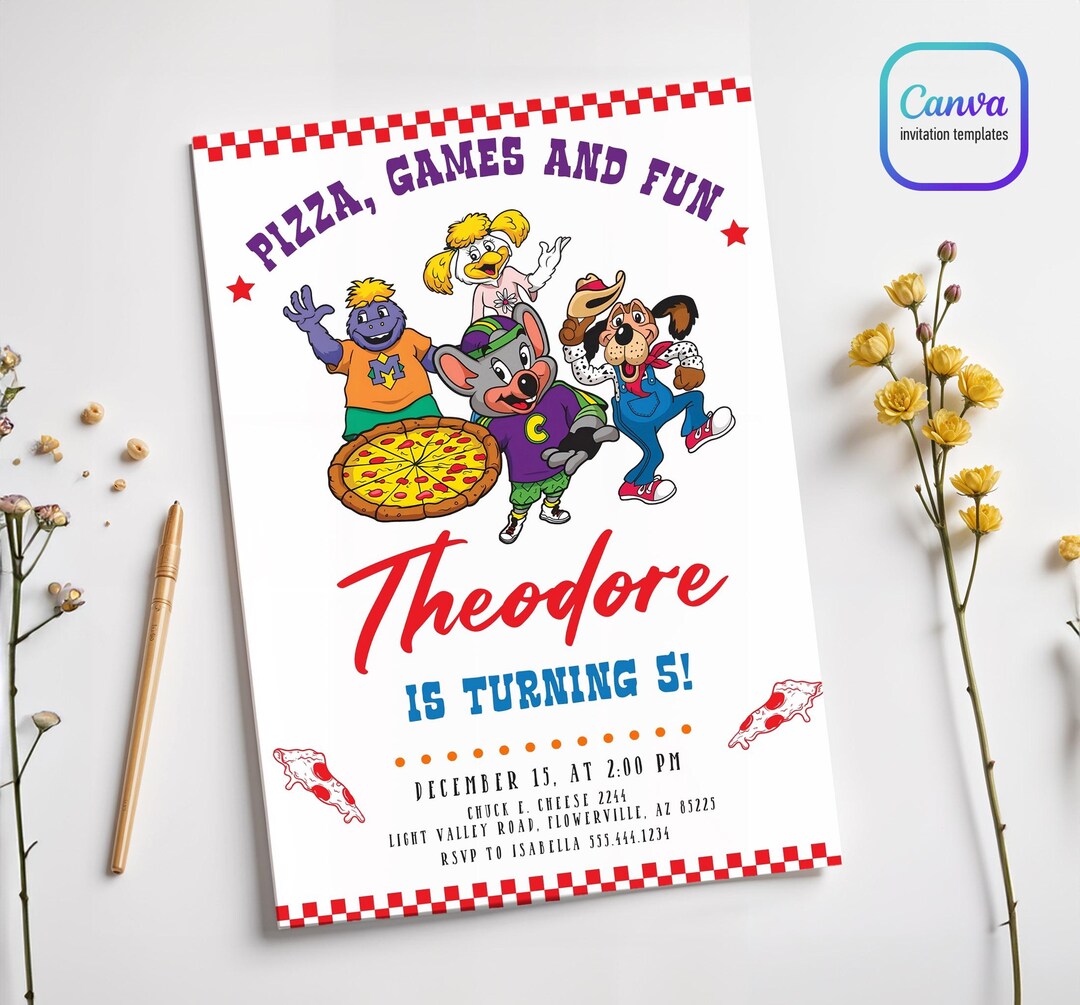 Chuck-e-cheese Editable Invitation, Printable Birthday Invite, Mouse ...