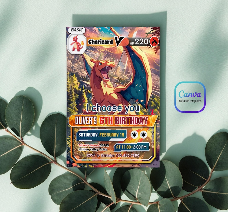 Pokemon Birthday Vmax Invite Template, Pokemone Birthday Invite ...