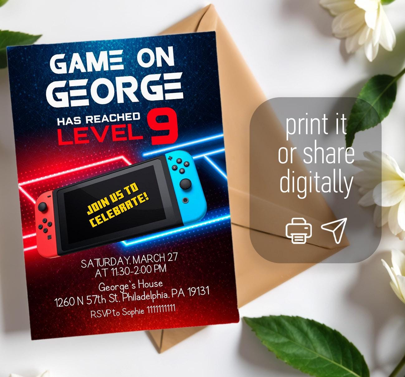 Editable Switch Invite, Printable Gamer Birthday Invitation, Video Game ...