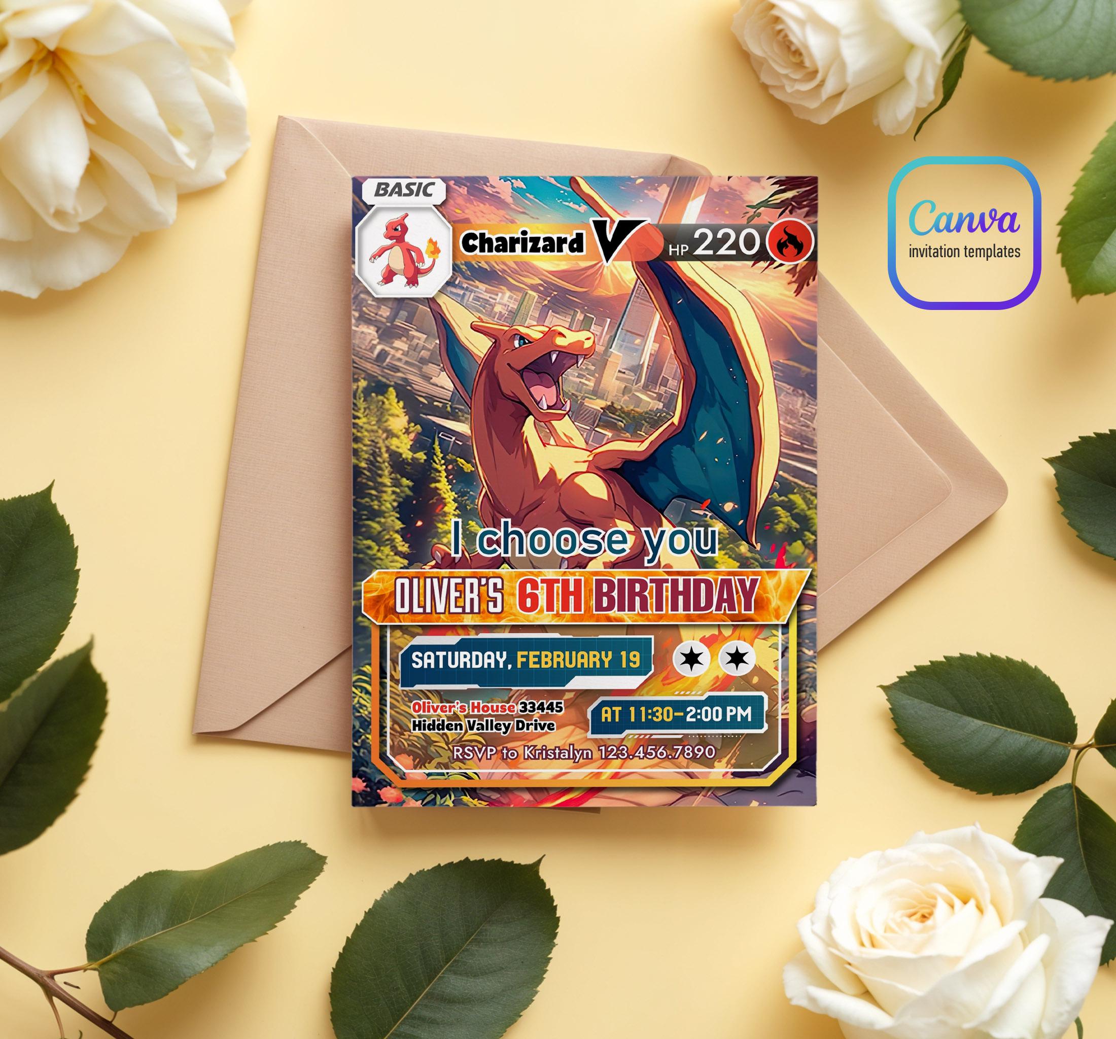 Pokemon Birthday Vmax Invite Template, Pokemone Birthday Invite ...