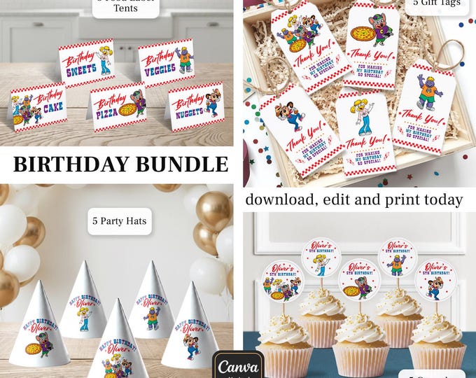 Chuck-e-cheese Party Bundle: Gift Tags, Cupcake Toppers, Table Tent ...