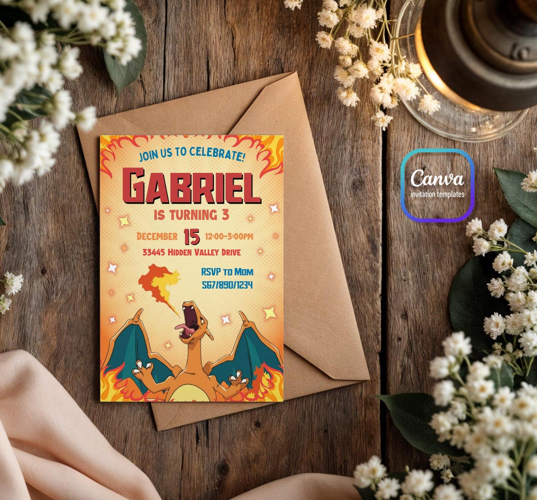 Pokemon Birthday Vmax Invite Template, Pokemone Birthday Invite ...