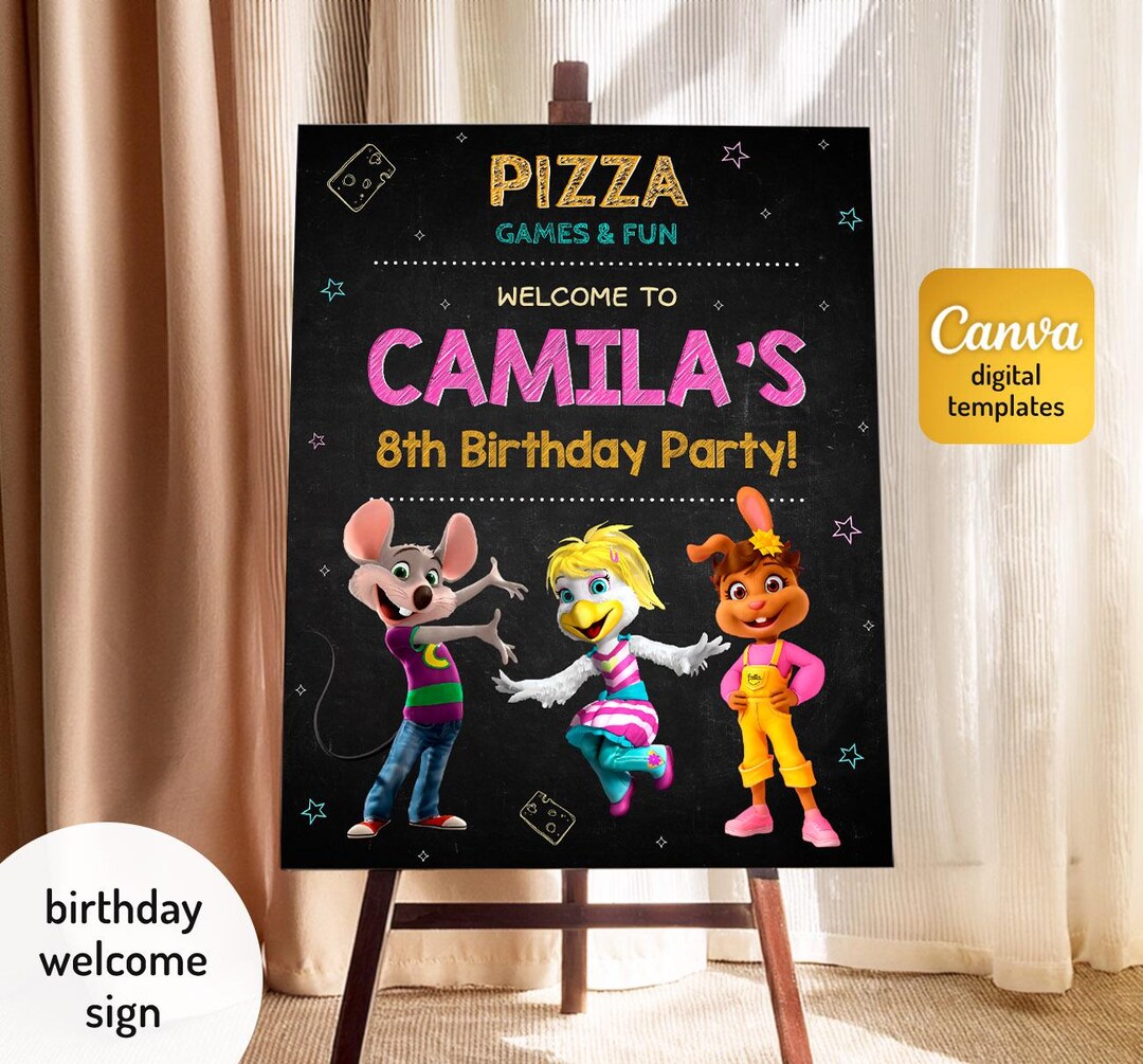 Chuck-e-cheese Welcome Sign Template, Printable Birthday Party Mouse ...