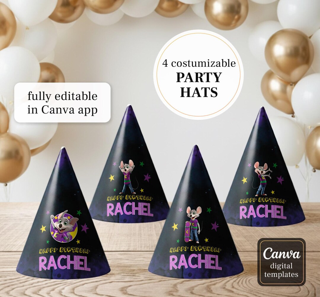 Buy Chuck-e-cheese Printable Party Hats, Birthday Party Editable ...