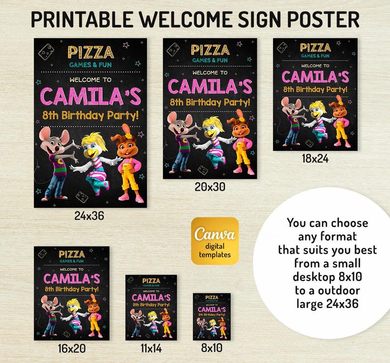 Chuck-e-cheese Welcome Sign Template, Printable Birthday Party Mouse ...