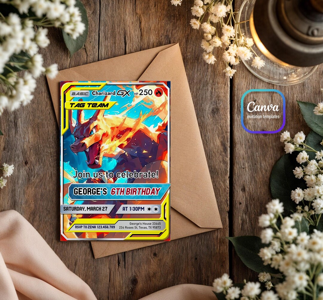 Pokemon Birthday Vmax Invite Template, Pokemone Birthday Invite ...