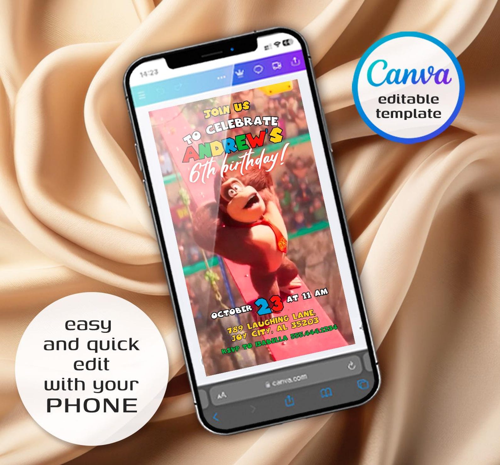 Donkey Kong Animated Mobile Invitation, Bananza Birthday, Super Mario ...
