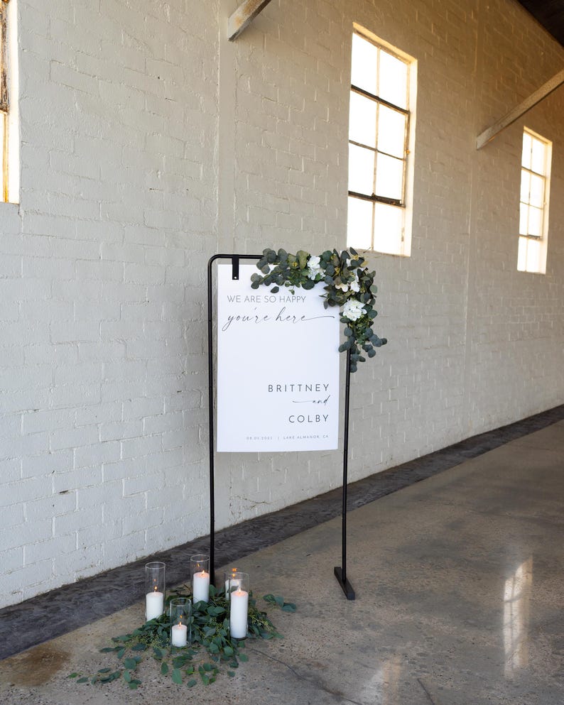 Adjustable Black Metal Sign Stand With Faux Leather Straps - Etsy