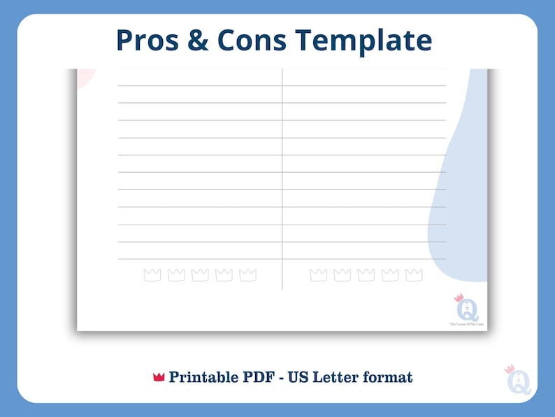 Pros and Cons List Template | Printable & Digital | Decision-making ...