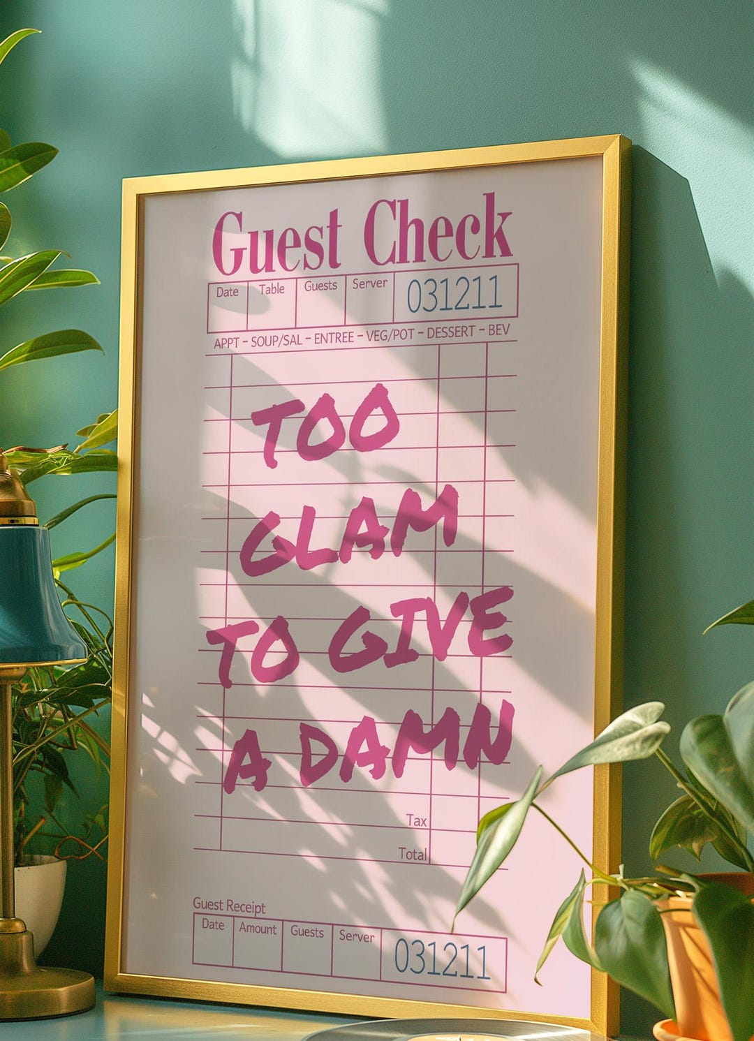 Restaurant Guest Check Print, Guest Check Wall Art, Instant Download ...