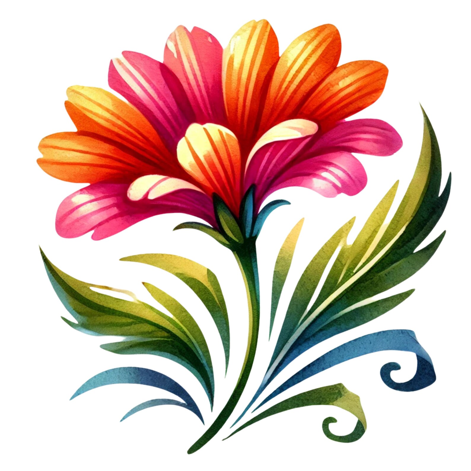 32 Abstract Flowers Clipart, Printable Watercolor Clipart, High Quality ...