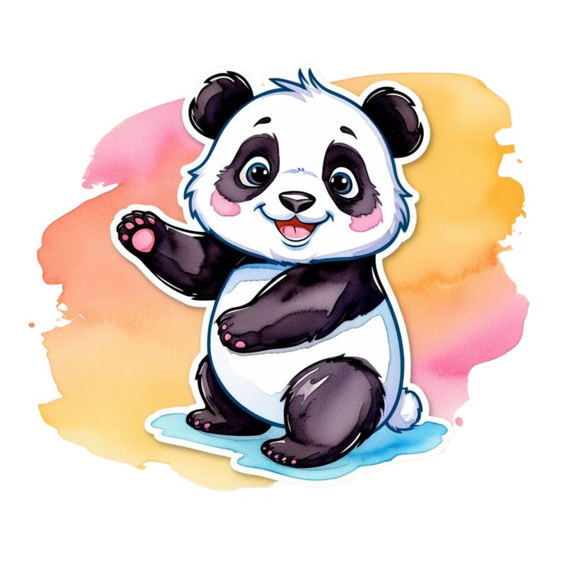 Watercolor Panda Clipart, Cute Panda Clipart, Panda PNG, Baby Panda ...