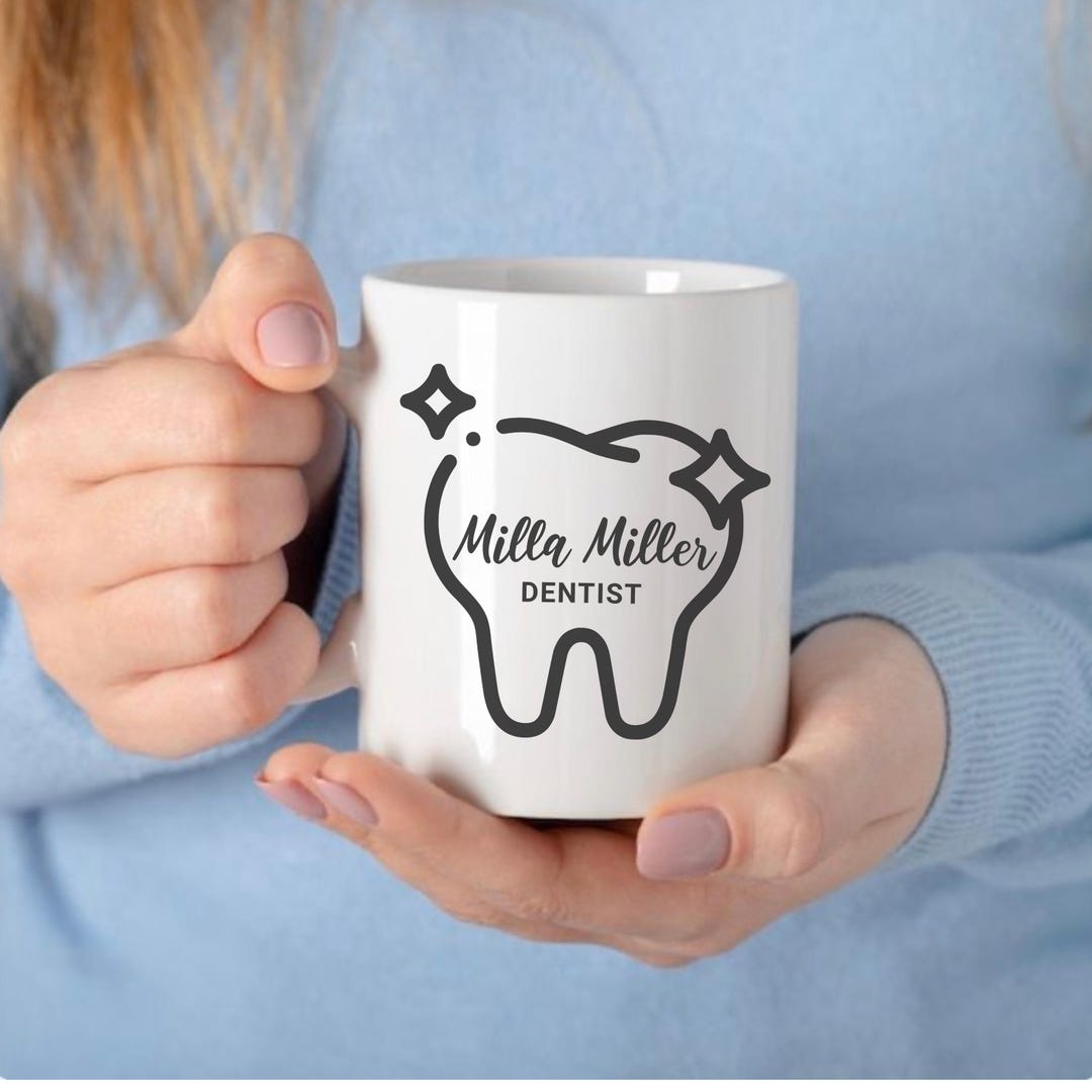 Personalized Mug for Dentist, Mug With Tooth Pattern and Personalized ...