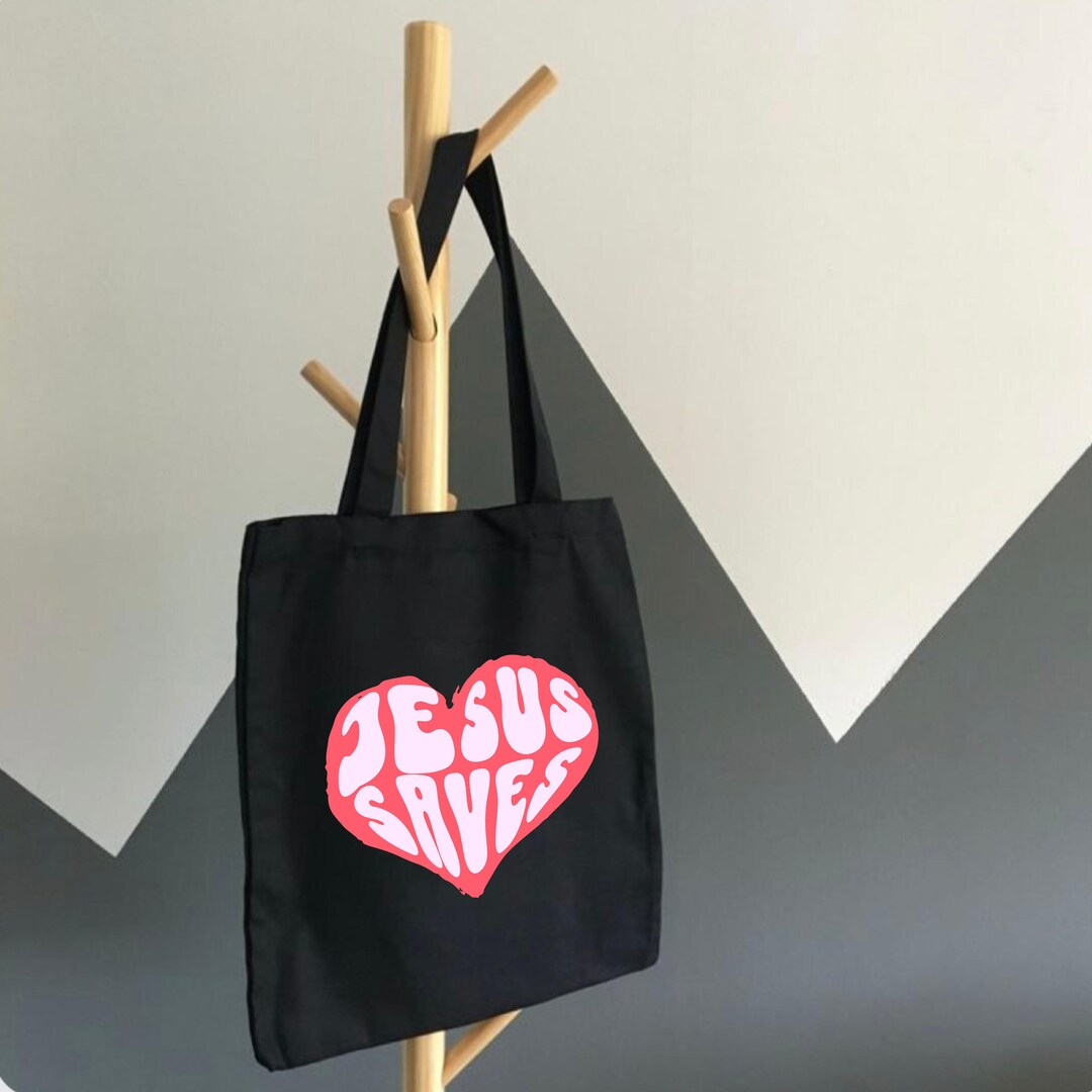Jesus Saves Tote Bag. Retro Tote Bag, Boho Shoulder Bag, Christian Gift ...