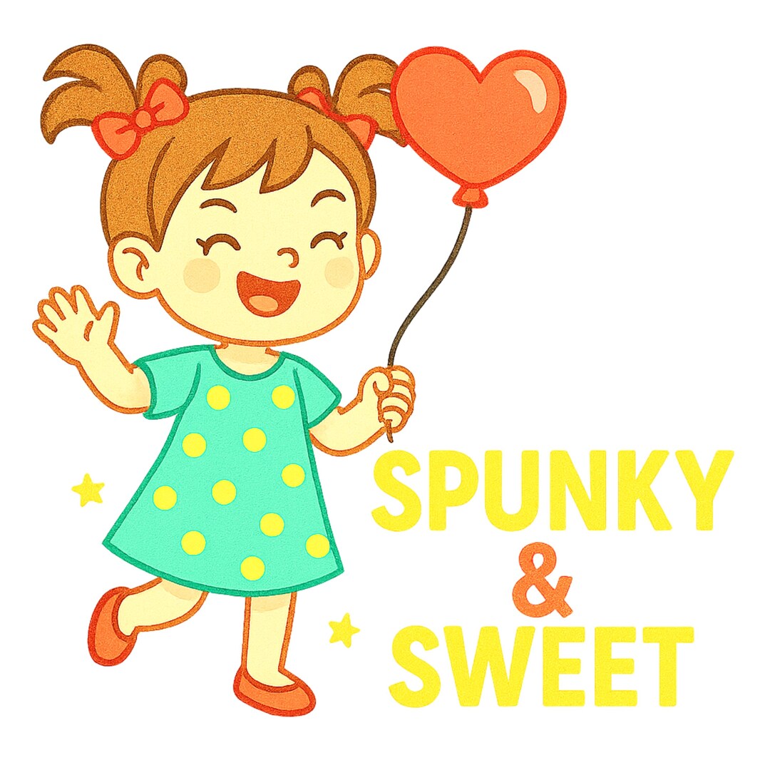 Spunky & Sweet PNG – Cute Girl Holding Heart Balloon, Digital Clipart ...