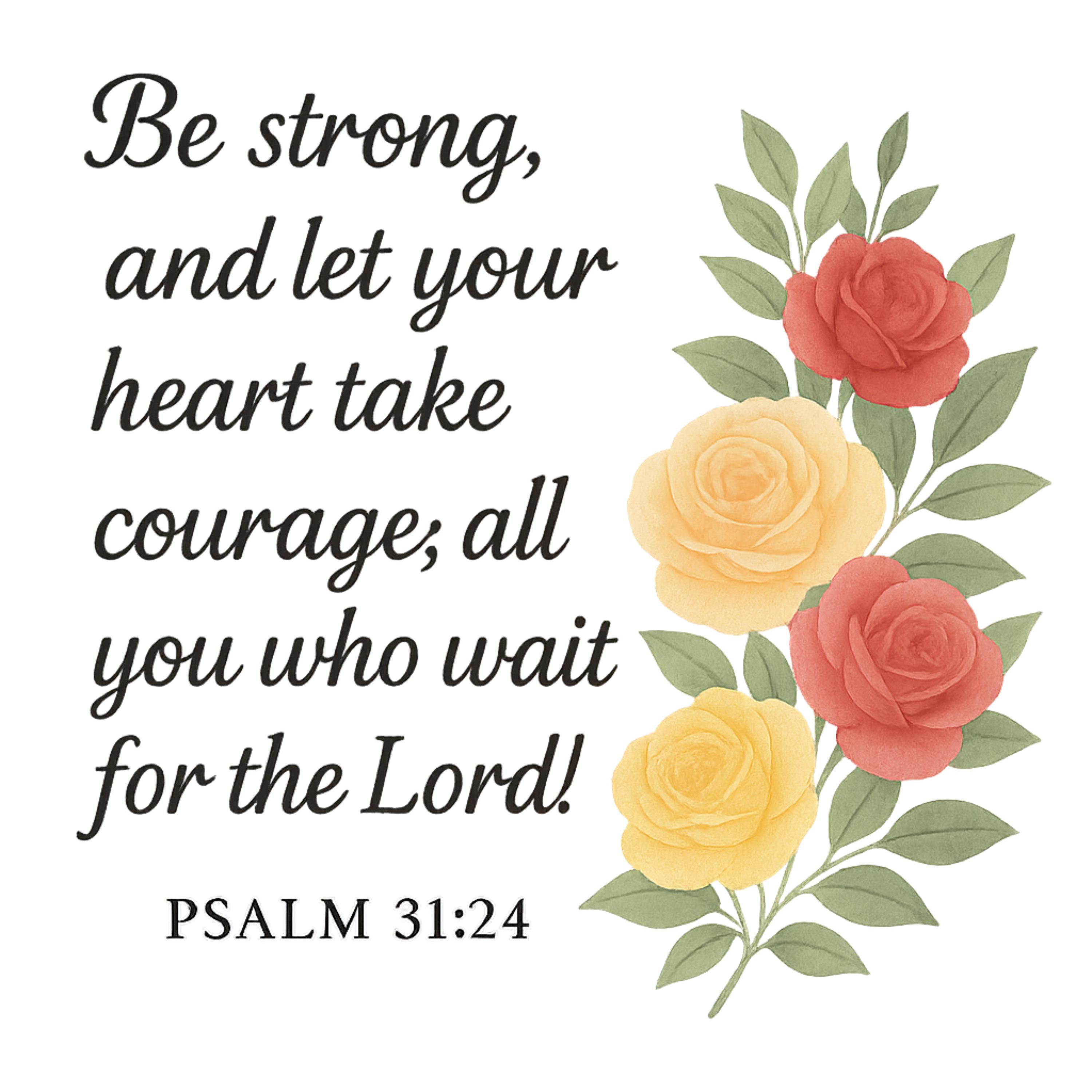 Psalm 31:24 Bible Verse PNG | “be Strong and Let Your Heart Take ...