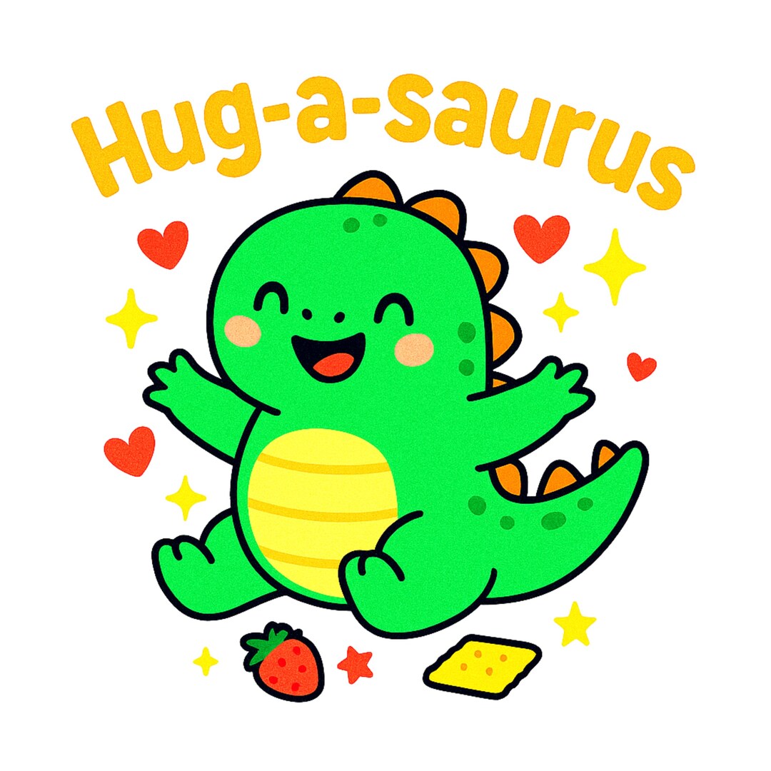 Hug-a-saurus PNG – Cute Green Dinosaur With Hearts Clipart for Kids ...