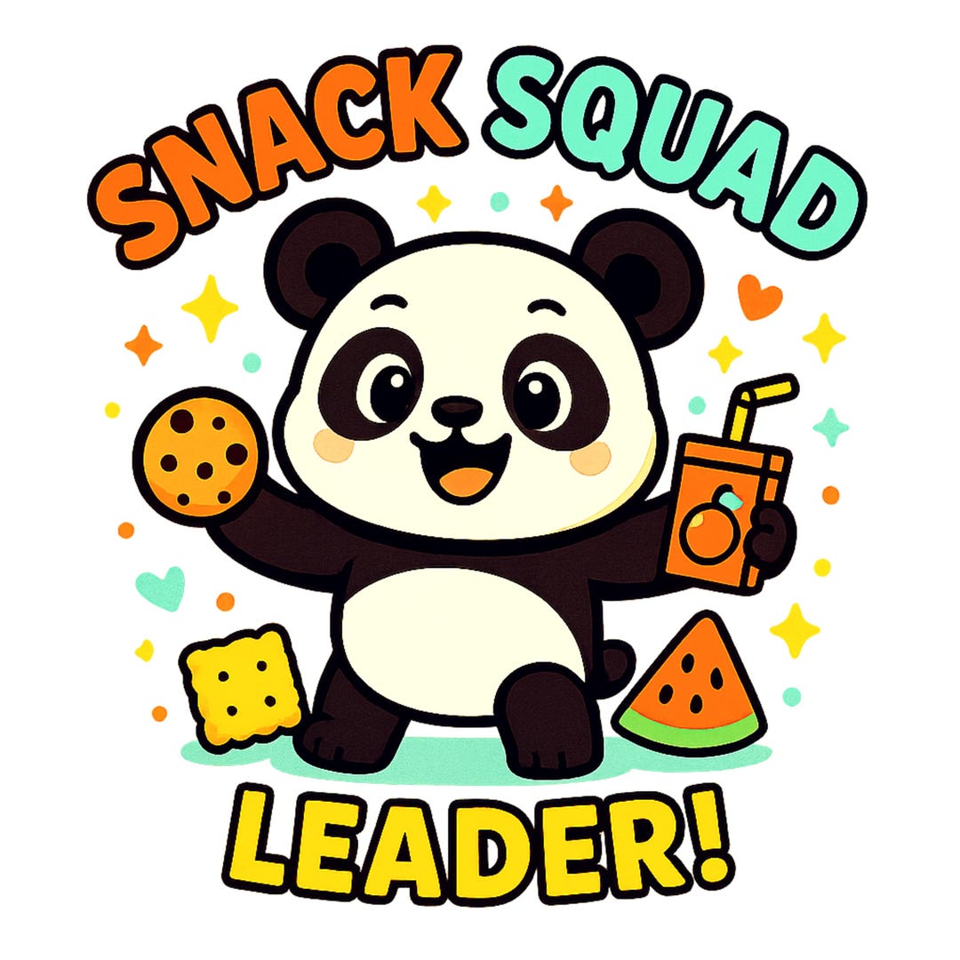Snack Squad Leader PNG – Cute Panda With Snacks and Juice Clipart, Kids ...