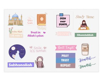Islamic Sticker Sheets, Motivational Laptop Stickers, Quran Quotes, for ...