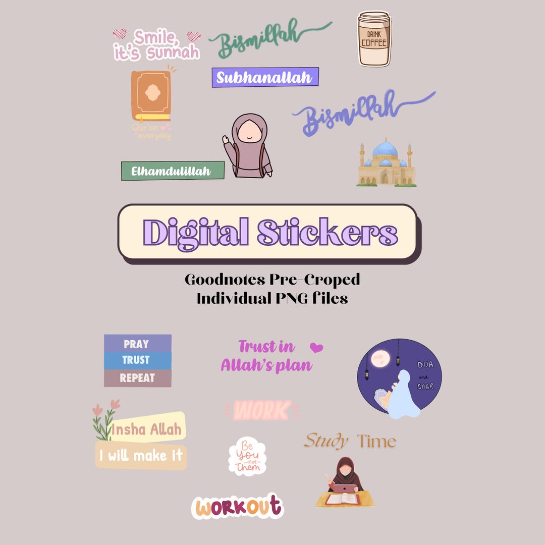 17 Islamic Digital Stickers, Islamic Stickers, Quran Quotes, Hijab ...