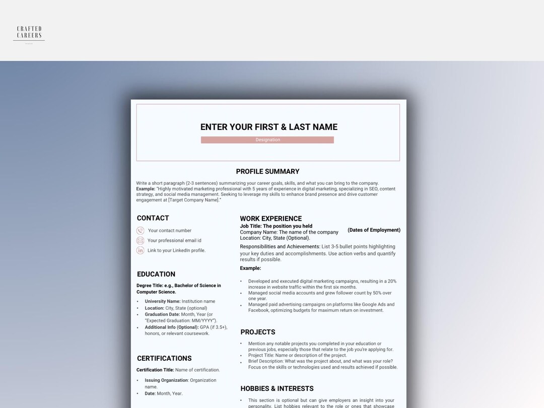 Resume Template Bundle Professional Resume Two Page Design Cv Template ...