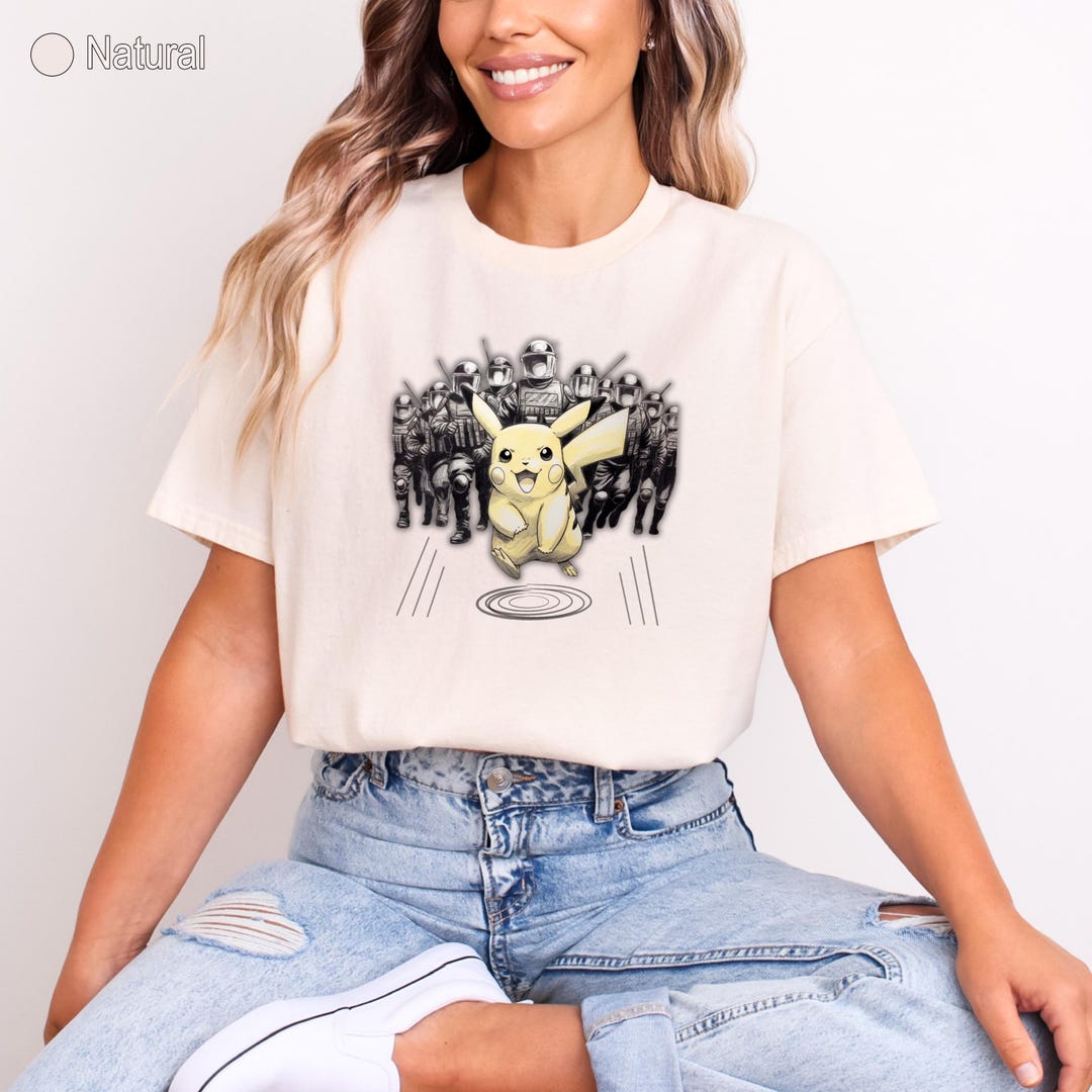 Pikachu Protest T-shirt, Pokemon Pikachu Police Resist Tee, Political ...