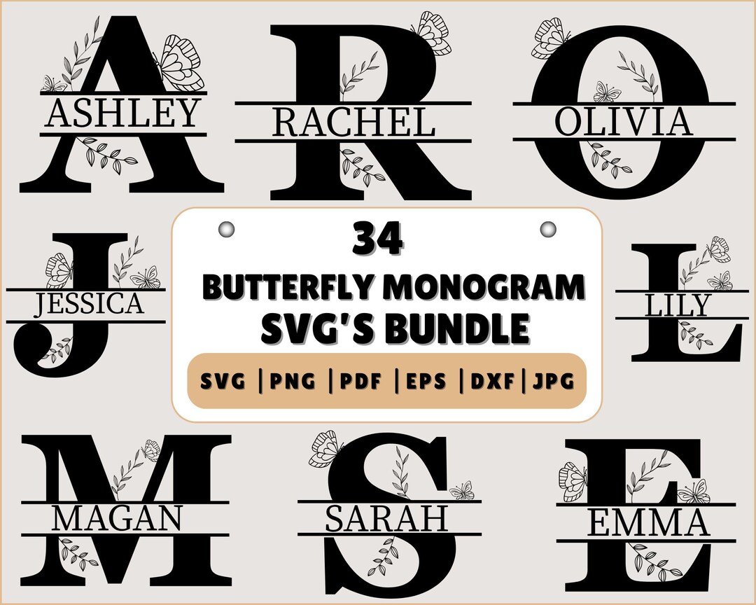 Butterfly Monogram Font | Butterfly Split Monogram SVG | Butterfly Svg ...