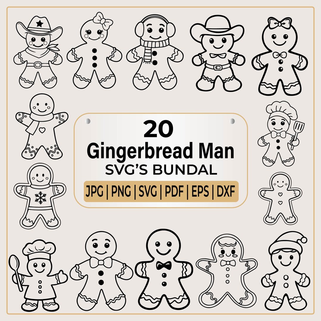 Gingerbread Face Svg Bundle | Gingerbread Man Svg | Gingerbread Iron on ...