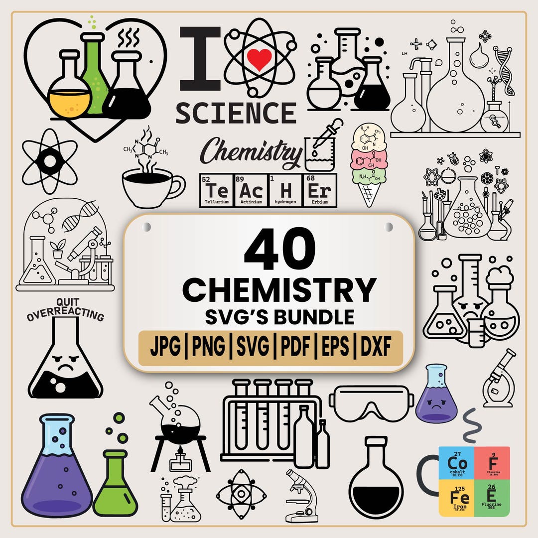 Chemistry Svg Bundle | Chemistry PNG Bundle | Chemistry Clipart | Test ...