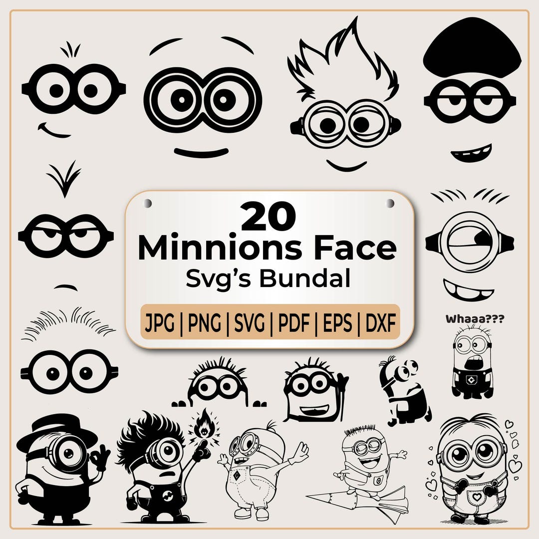 Minion Face Svg Bundle | Minion SVG | Funny Minion Face | Minion Cut ...